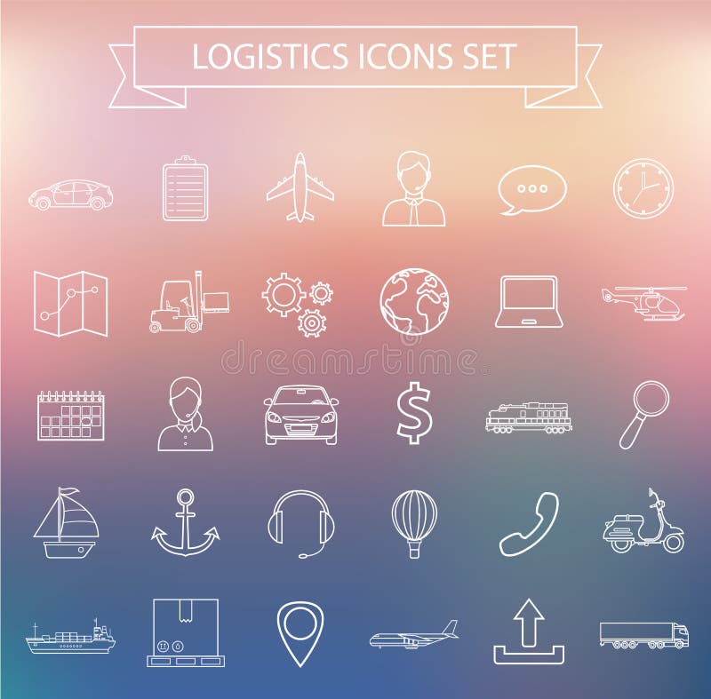 Logistics Icons Set. Delivery and Transportation. Outline Icons Stock ...