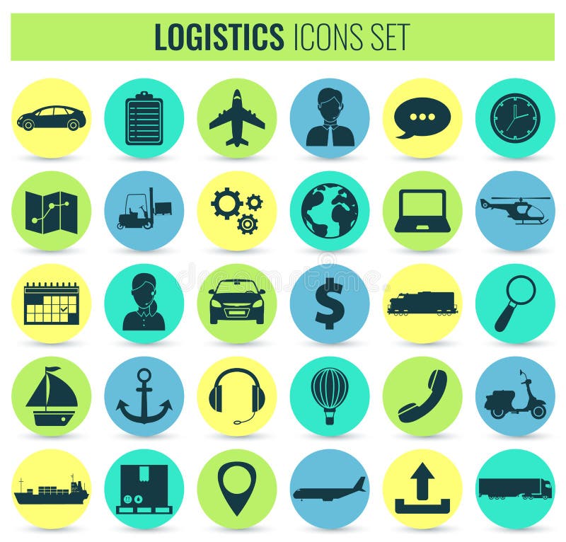 Logistics Icons Set. Delivery and Transportation. Silhouettes Stock ...