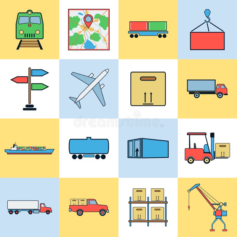 Logistics icons vector set stock vector. Illustration of outline - 48531721