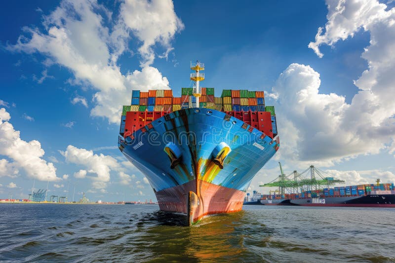 Logistics Import Export Background of Container Cargo Ship in Seaport ...