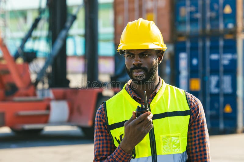 Logistics Industry African Black Male Engineer Staff Worker Foreman at ...