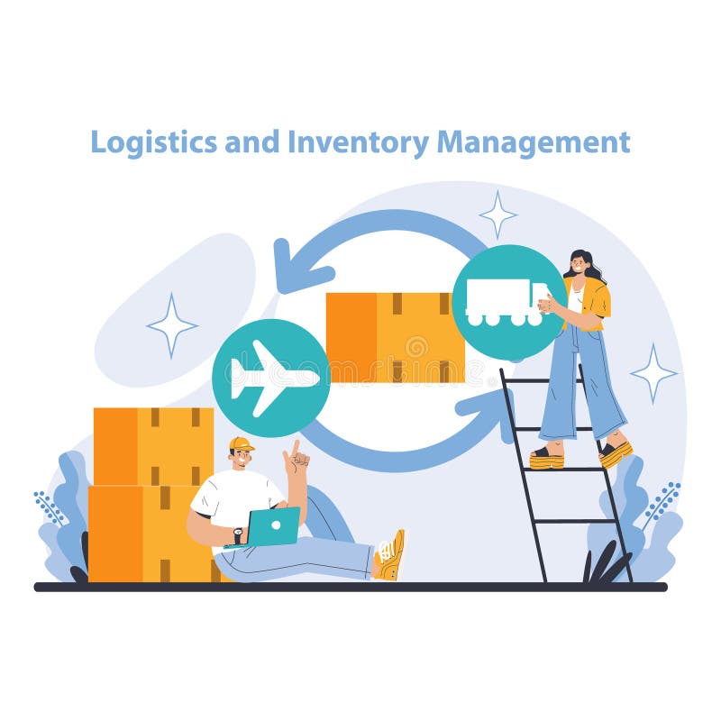 Logistics and Inventory Management Concept. Flat Vector Illustration ...