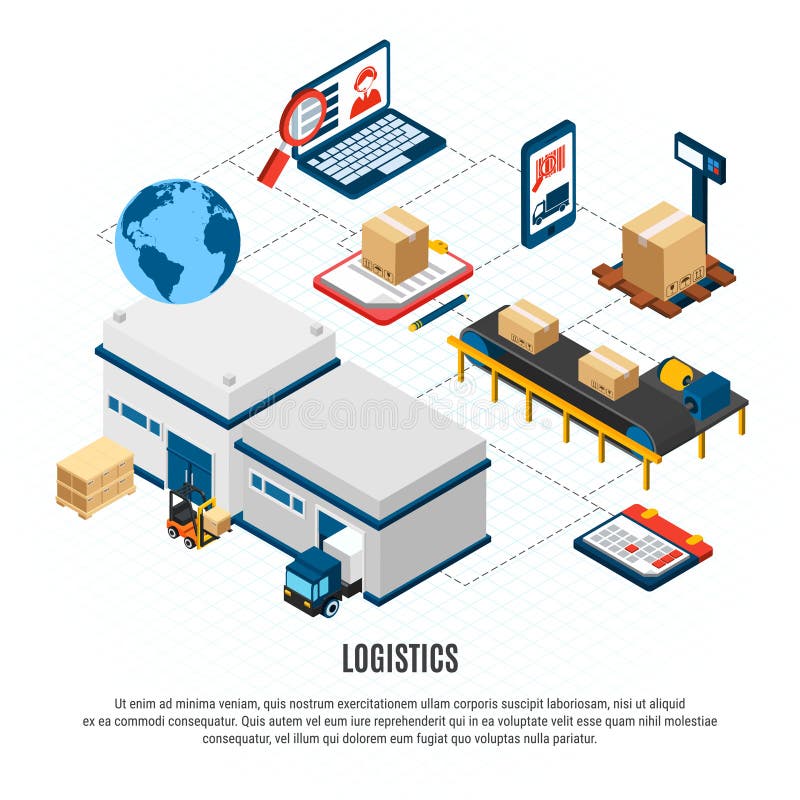 Logistics Isometric Flowchart Stock Vector - Illustration of business ...