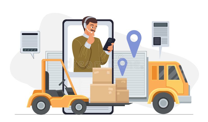 Logistics Management Concept with Mobile Tracking System. Stock ...