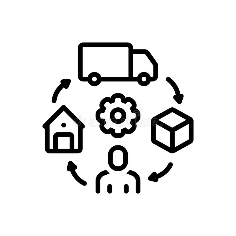 Black Line Icon for Logistics Management, Delivery and Warehouse Stock ...
