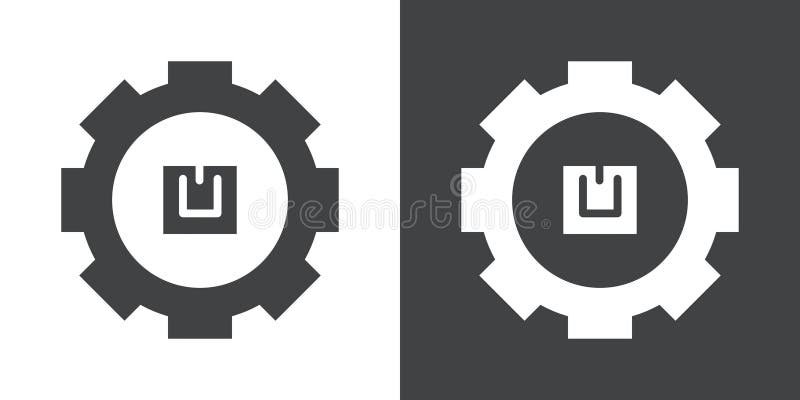 Logistics Management Icon Flat Set in Black and White Color Stock ...