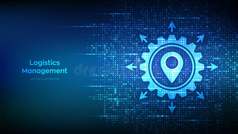 Logistics Management Icon Made with Binary Code. Smart Logistics and ...