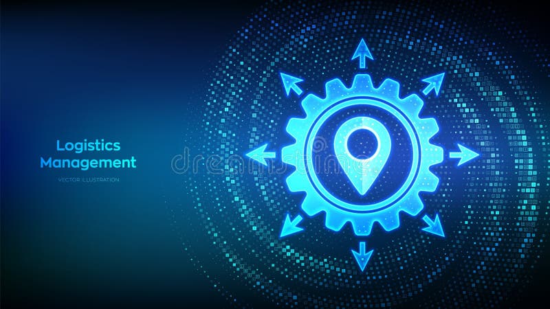 Logistics Management Icon Made with Binary Code. Smart Logistics and ...