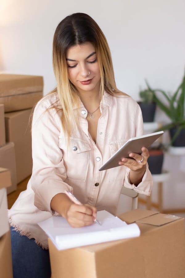 Logistics Manager Making Notes in Papers Stock Image - Image of adult ...
