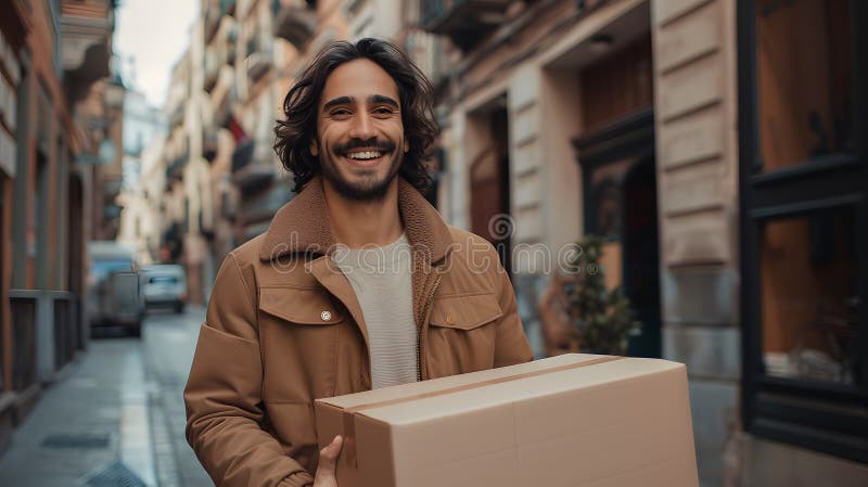 Logistics on the Move: a Man Giving a Parcel in a Natural, Fresh ...