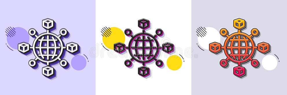 Logistics Network Line Icon. Parcel Tracking. Halftone Dotted Pattern ...