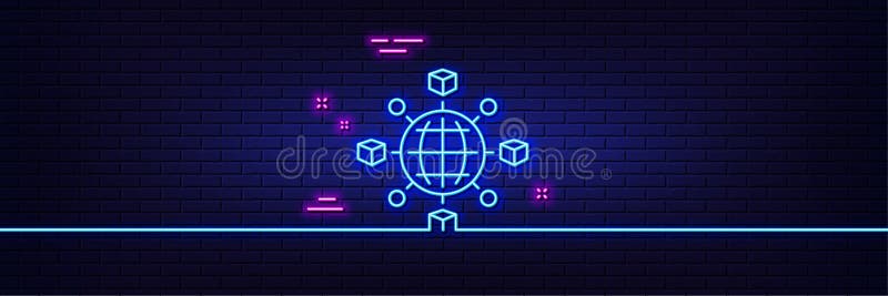 Logistics Network Line Icon. Parcel Tracking. Neon Light Glow Effect ...
