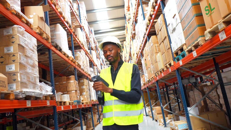 Logistics Operator Scanning Packages in Warehouse Stock Video - Video ...
