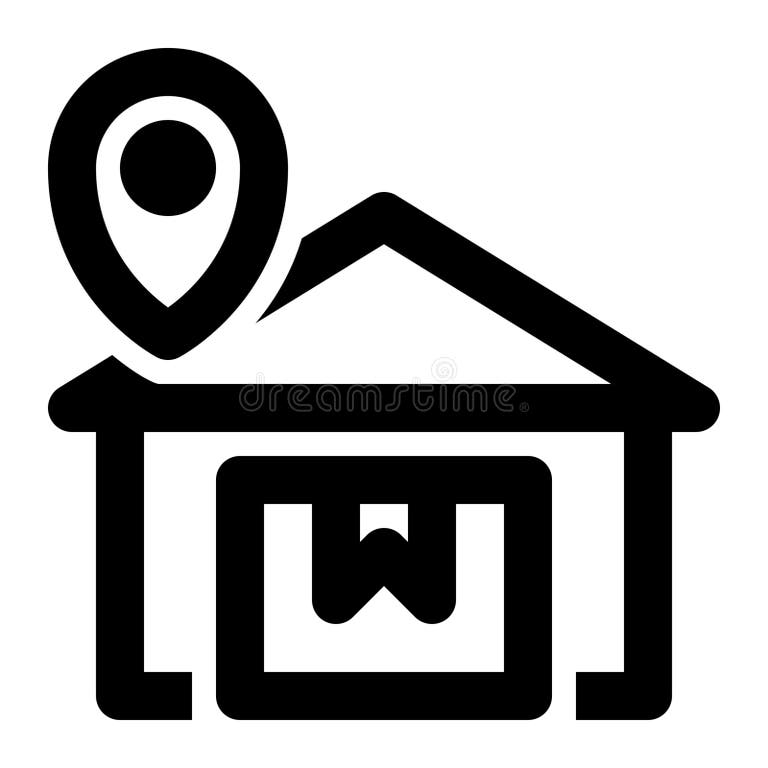 Stock Site, Warehouse Location, Location Outline Icon Stock Vector ...