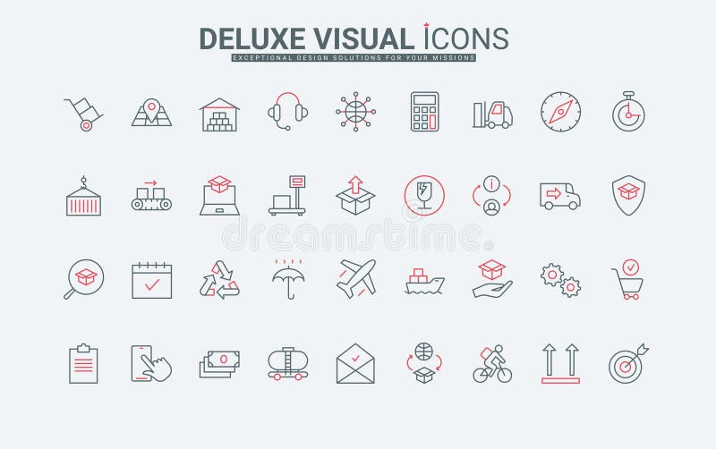 Logistics Service, Delivery and Distribution Process Thin Black and Red ...