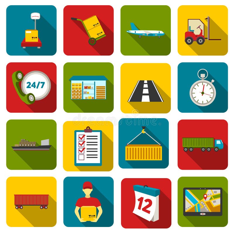 Logistics Flat Vector Icons Stock Vector - Illustration of ...