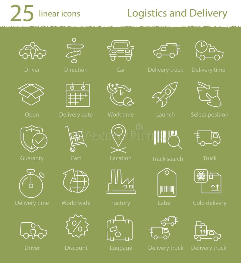 Logistics, Shipping and Delivery Icons Set Stock Vector - Illustration ...