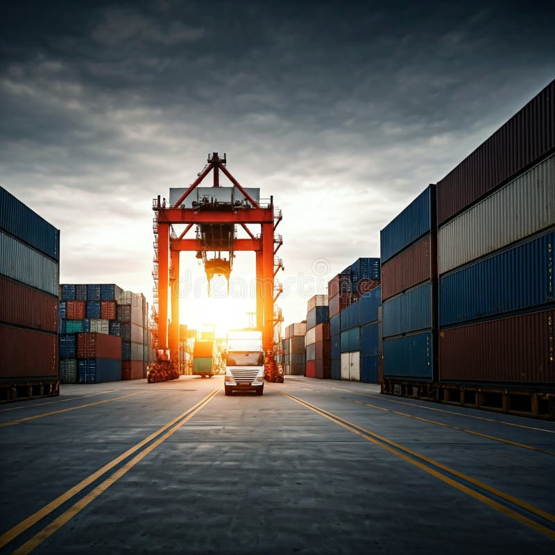 Logistics and Shipping Hub stock illustration. Illustration of ...