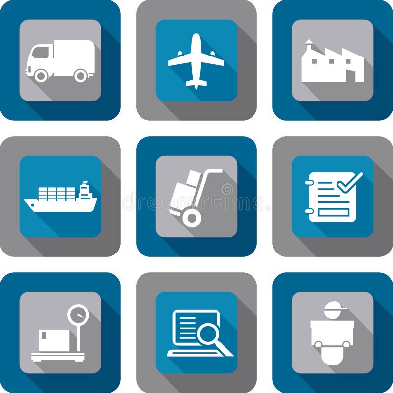 Industry & Logistics Icon Set Stock Vector - Illustration of ...