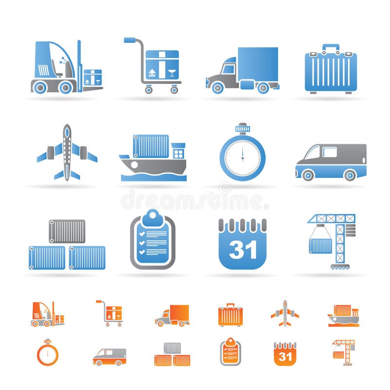 Logistics, Shipping and Transportation Icons Stock Vector ...