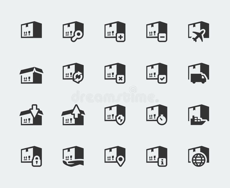 Logistics and Shipping Icons Set Stock Vector - Illustration of fragile ...