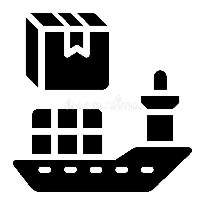 Cargo Ship, Cargo Shipping, Freighter Glyph Solid Icon Stock Vector ...