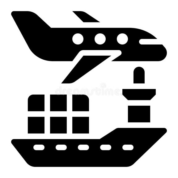 Freight Forwarding, Freight Forwarder, Airplane Glyph Solid Icon Stock ...
