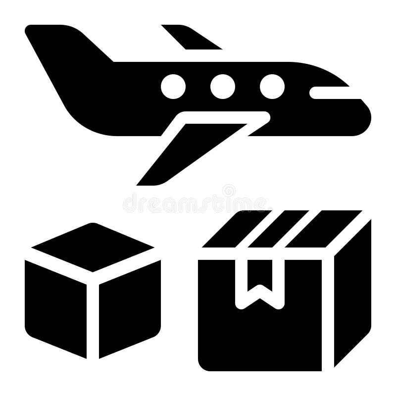 Air Freight, Air Cargo, Air Carrier Glyph Solid Icon Stock Vector ...