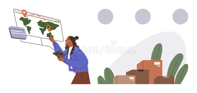 Logistics Specialist Using Digital Map for Global Package Tracking and ...