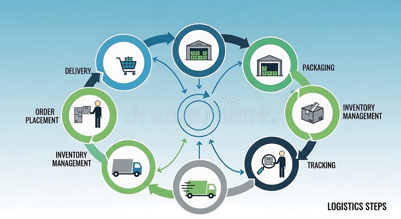 Logistics Steps Diagram Illustrating Supply Chain Management and ...