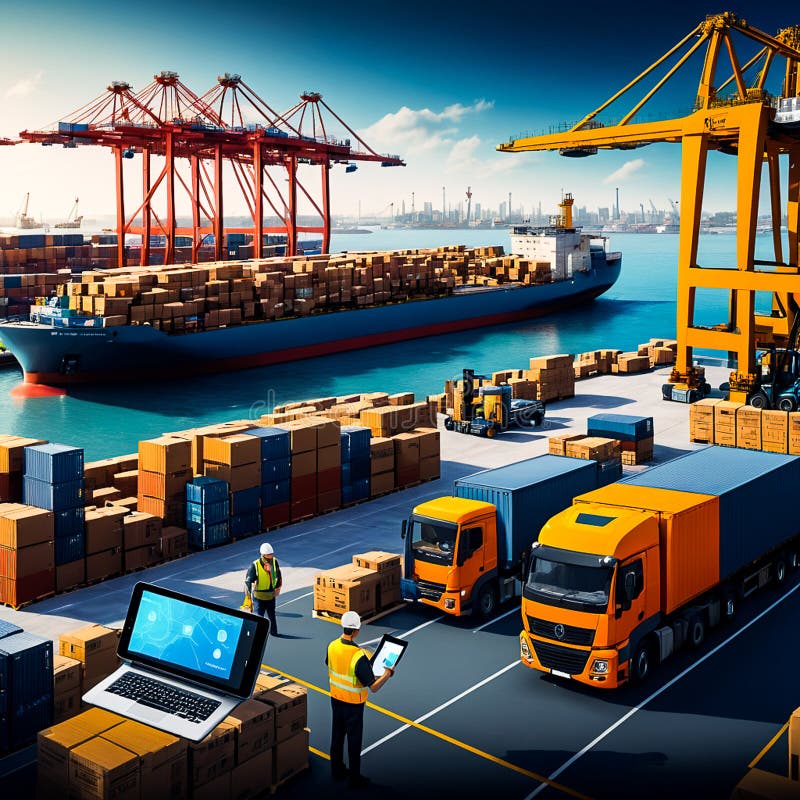 Logistics, Storage and Distribution of Merchandise Stock Illustration ...