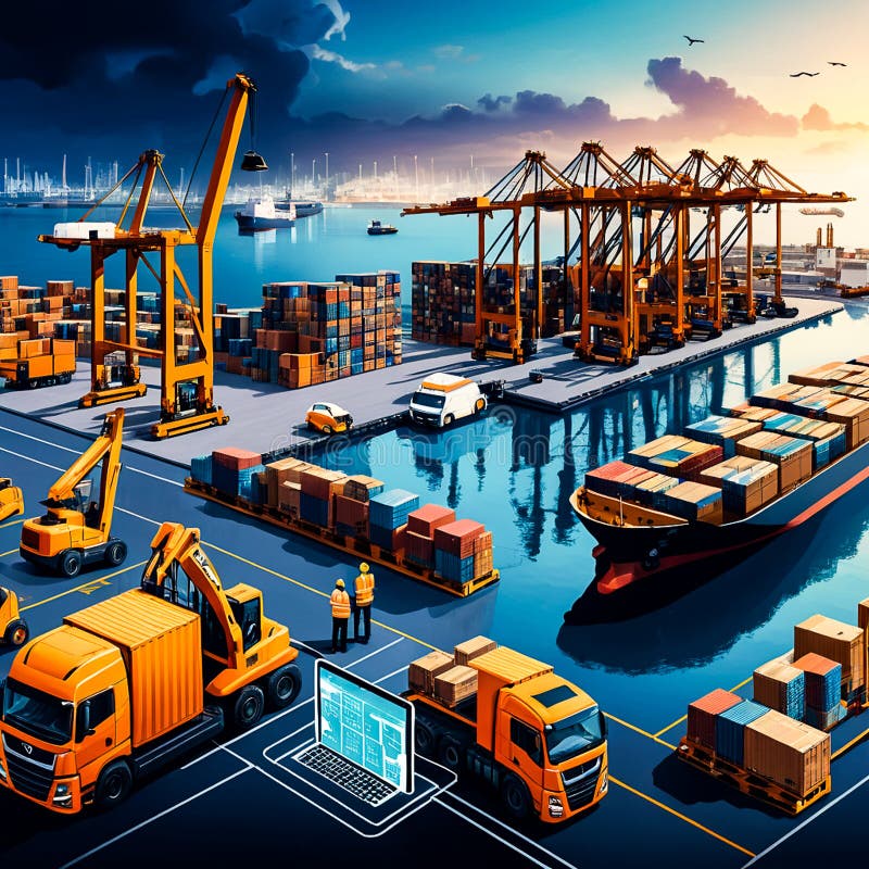 Logistics, Storage and Distribution of Merchandise Stock Illustration ...