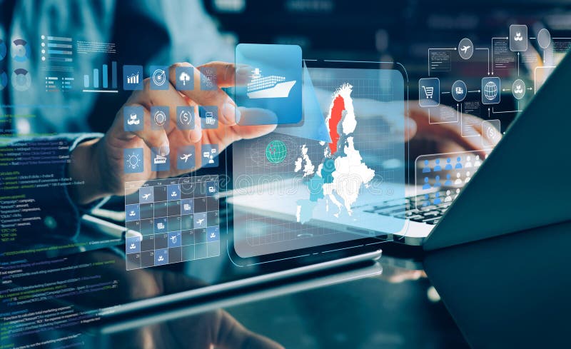 Logistics Supply Chain Management Concepts Showing Transparent Touch ...