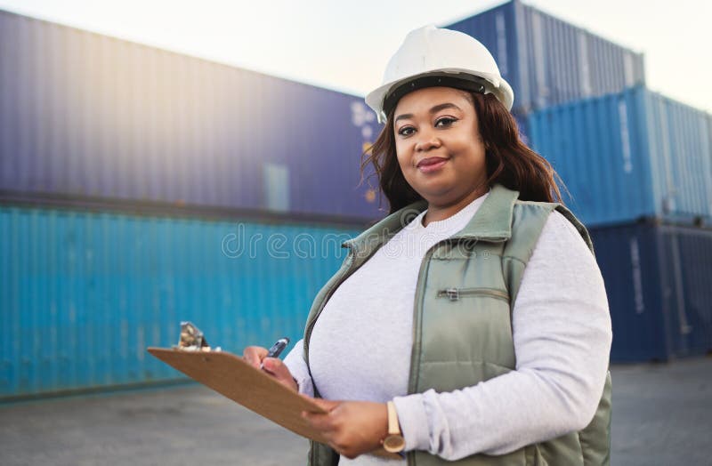 Logistics, Supply Chain and Shipping with a Delivery Woman Working on a ...