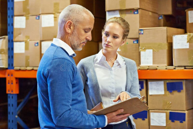 Logistics, Team or Clipboard in Warehouse with Inventory for Quality ...