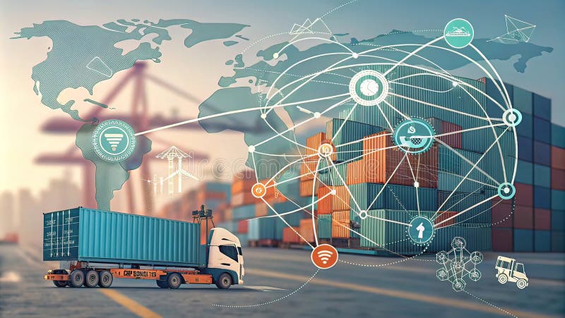 Logistics Technologies, Abstract Network Connections in Logistics Style ...