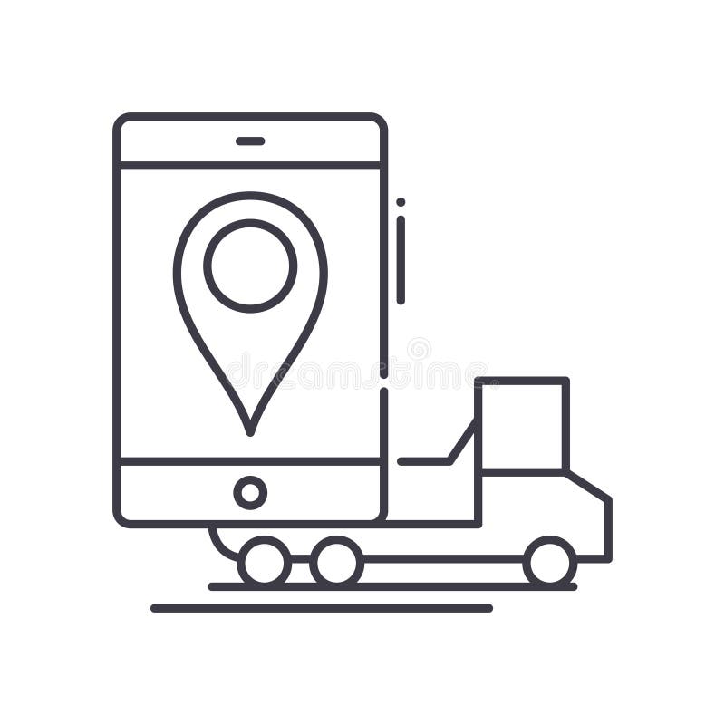 Logistics Tracking Icon, Black Vector Sign with Editable Strokes ...