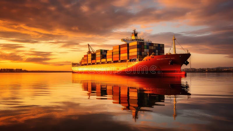 Logistics Transport Ship Cargo Stock Illustration - Illustration of ...