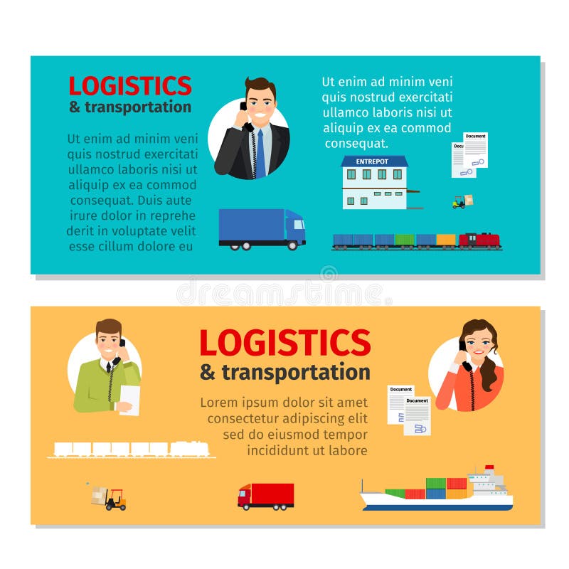 Logistics and Transportation Banners Stock Vector - Illustration of ...