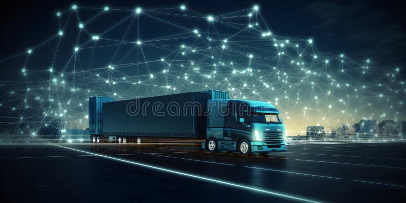 Logistics and Transportation Concept, Truck on the Road with Global ...