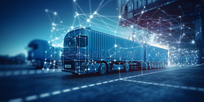 Logistics and Transportation Concept, Truck on the Road with Global ...