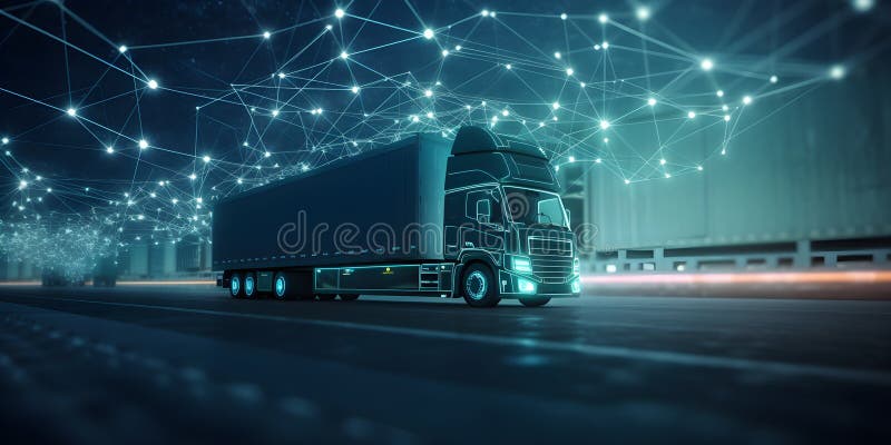 Logistics and Transportation Concept, Truck on the Road with Global ...
