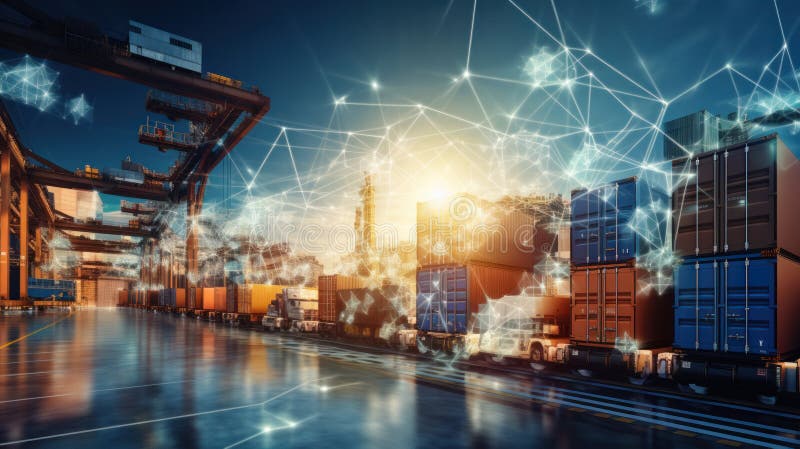 Logistics and Transportation of Container Cargo Ship and Cargo Plane ...