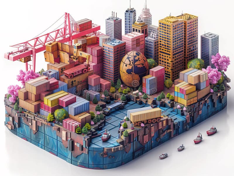 Logistics and Transportation of Container Cargo Ship and Cargo Plane ...