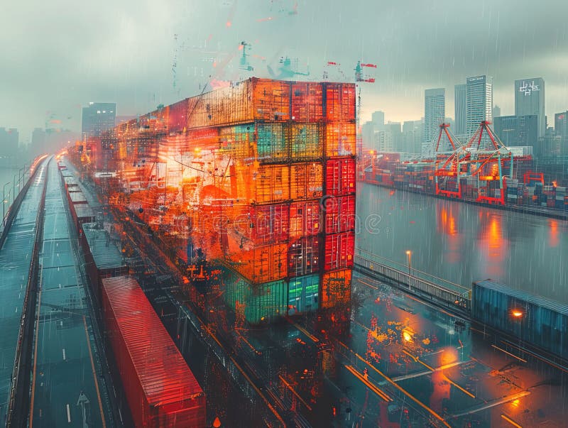 Logistics and Transportation of Container Cargo Ship and Cargo Plane ...