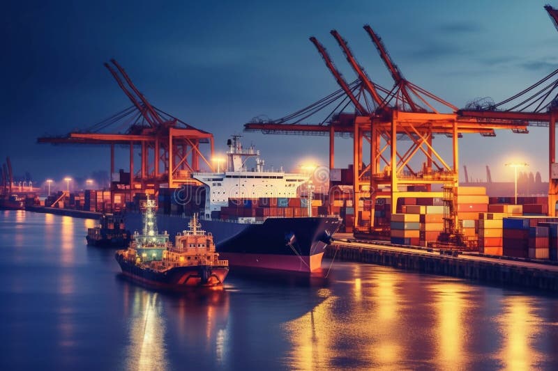 Logistics and Transportation of Container Cargo Ship and Cargo Plane ...