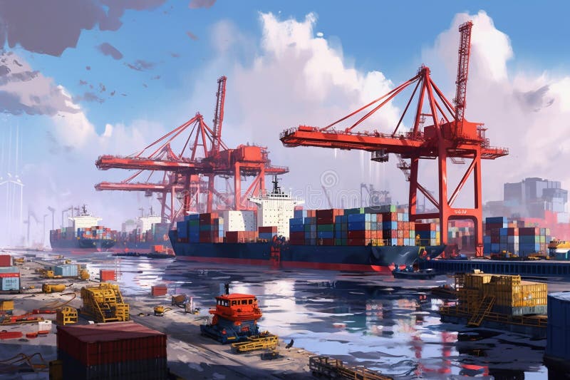 Logistics and Transportation of Container Cargo Ship and Cargo Plane ...