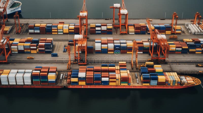 Logistics and Transportation of Container Cargo Ship with Working Crane ...