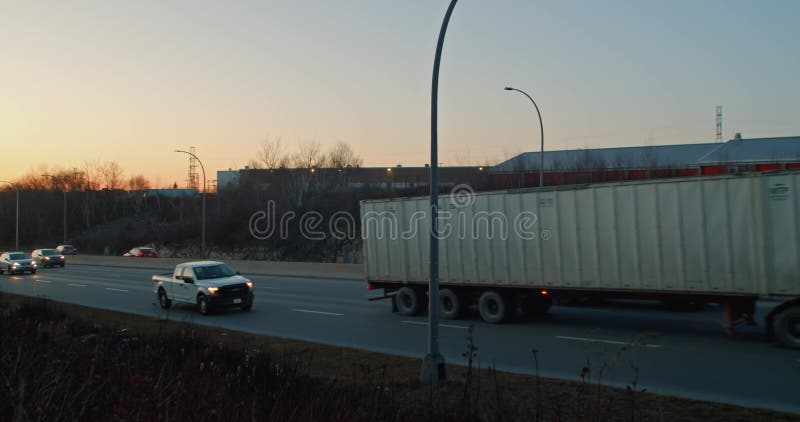 Road Transport Truck Industry Forest Highway Delivery Stock Footage ...