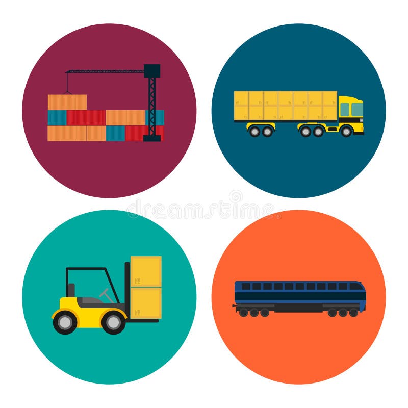 Logistics and Transportation Icon Set Stock Vector - Illustration of ...